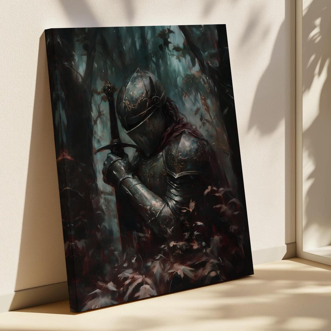 Dark Forest Knight Art Print – Moody Warrior Wall Decor, Medieval ...