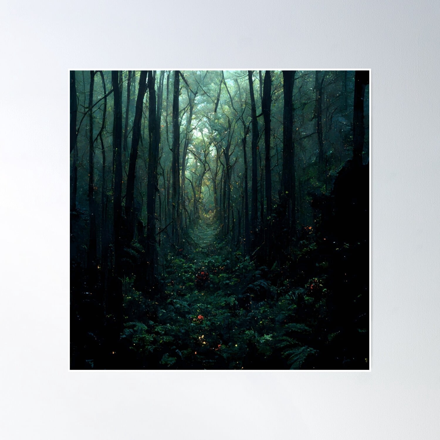 Dark Forest With Heavy Vegetation Poster Wall Art, Modern Wall Decor ...