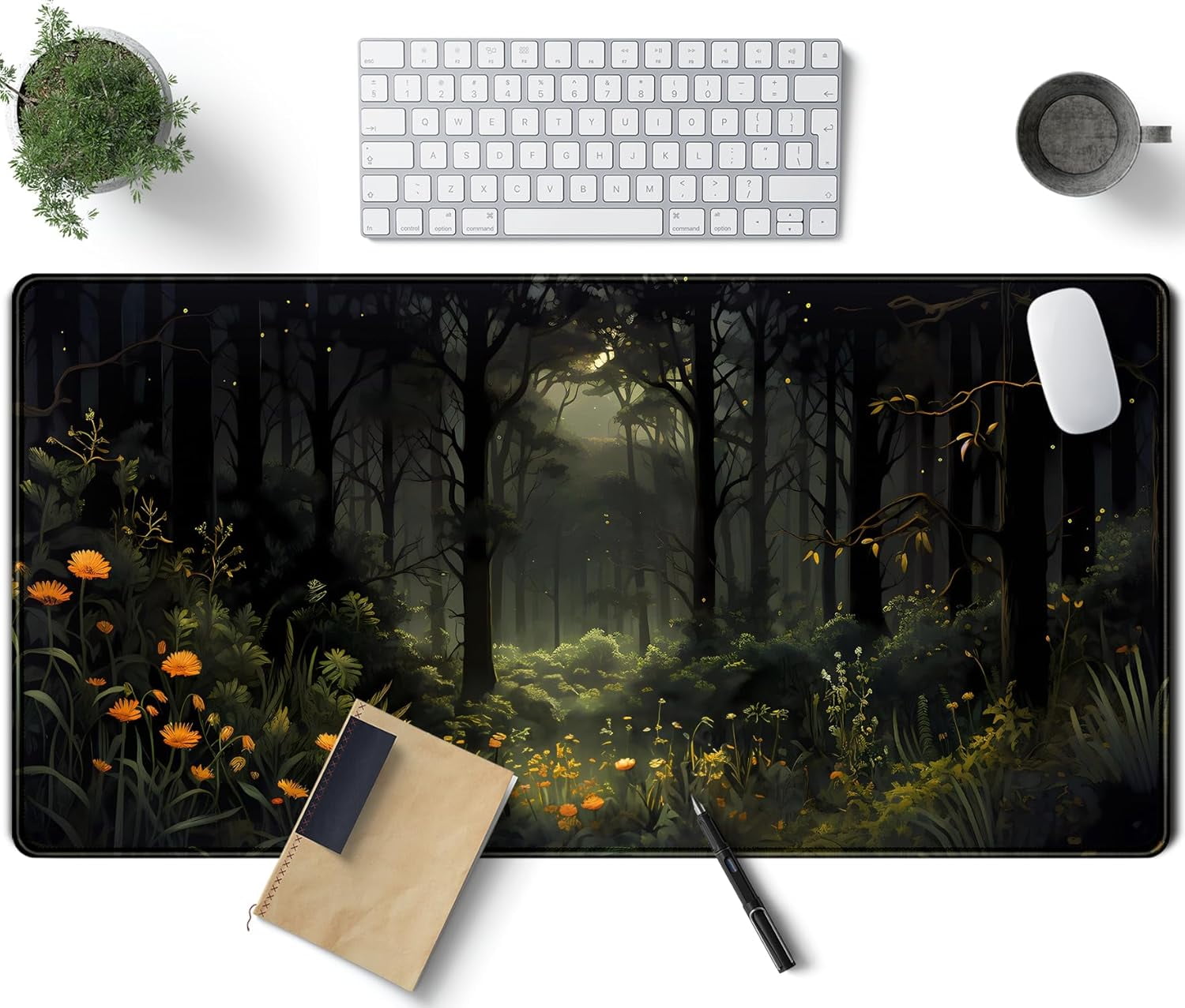 Dark Forest XXL Extended Nature Desk Mat Mouse Pad 31.5 x 15.7 In Green ...