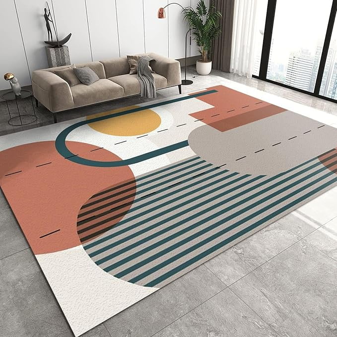Dark Geometric Pattern Area Rug, Simple Modern Contemporary Casual ...