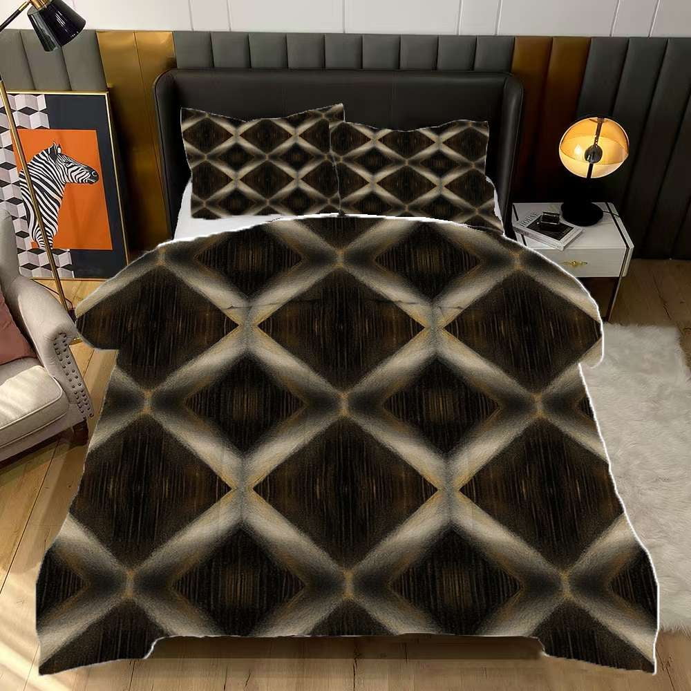 Dark Geometric Textured Pattern Comforter Set Twin Size Bedding Set For ...