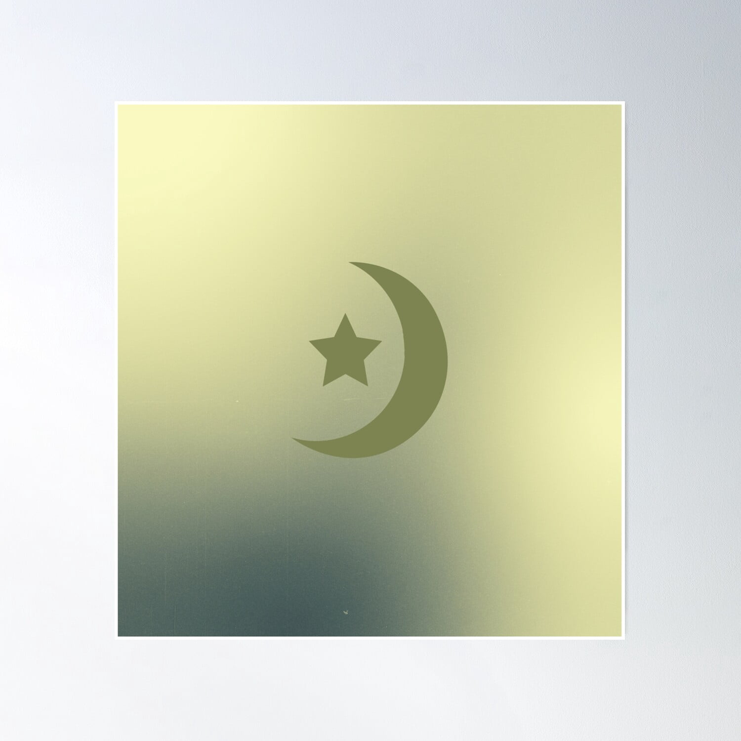 Dark Gold Crescent Moon And Star In Gradient Gold Sky Poster Wall Art ...