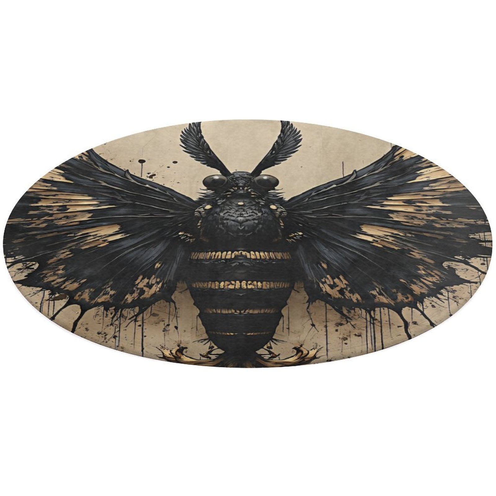 Dark Gold Moth Art Rugs Trea Rugs Not-Slip Round Rugs Area Carpets for ...