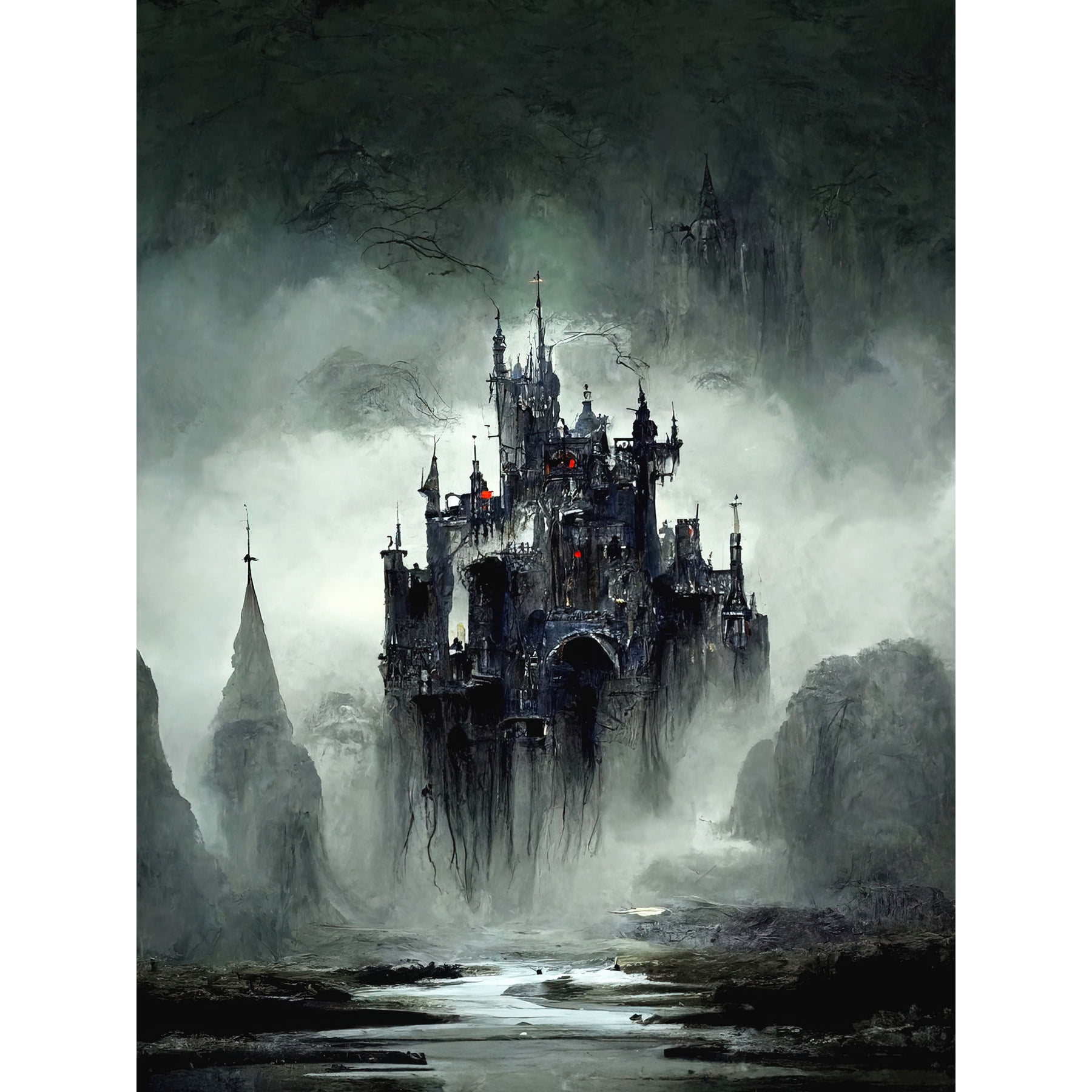 Dark Gothic Castle Fantasy Landscape Large Wall Art Poster Print Thick ...