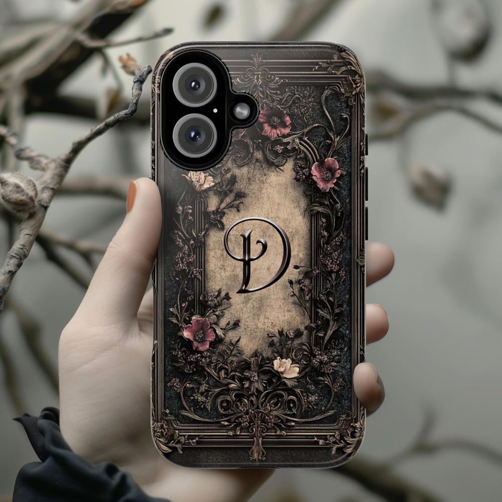 Dark Gothic Floral 3D Baroque Monogrammed Phone Case 17 16 15 14 13 12 ...