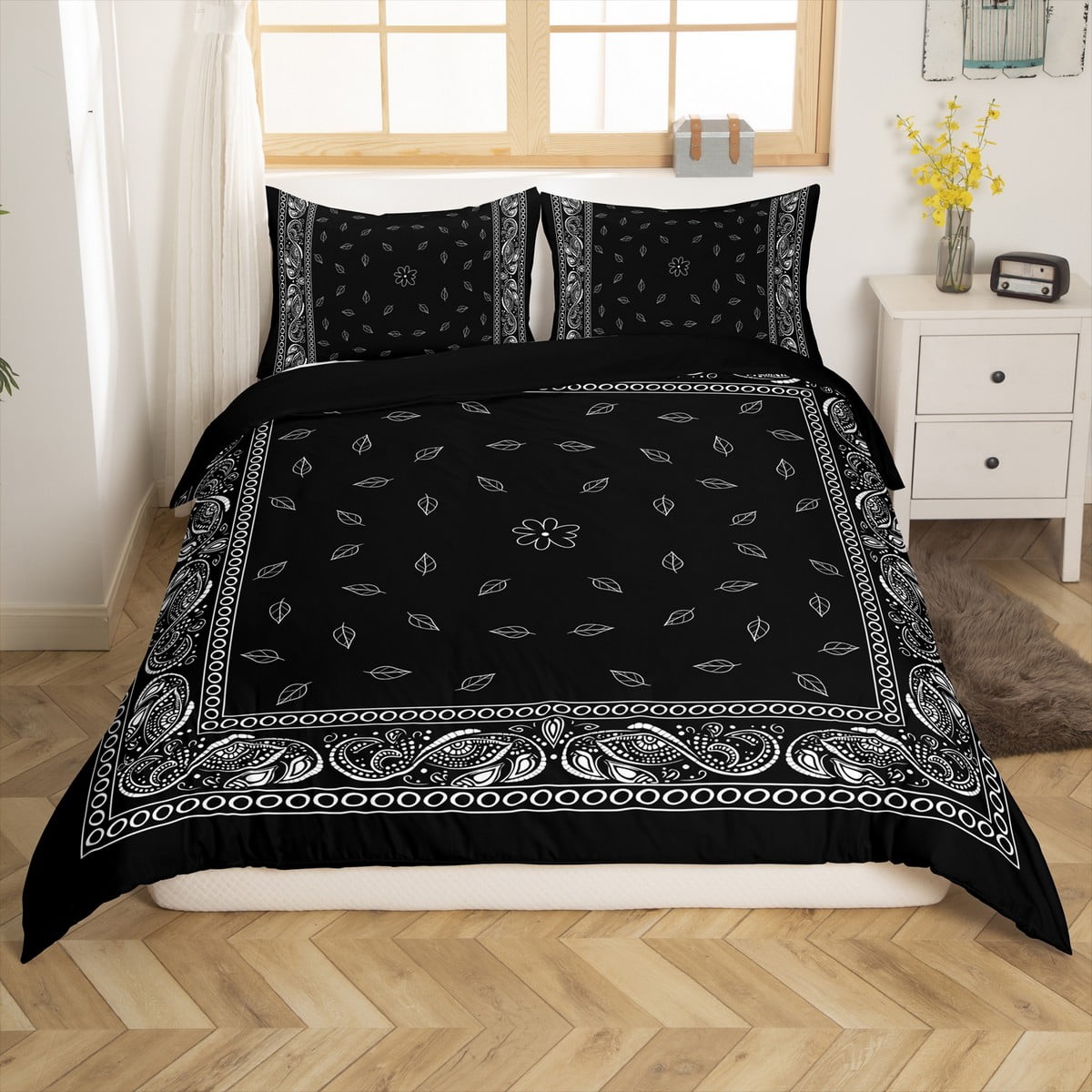 Dark Gothic Queen Duvet Cover Adults Black Damask Bedding Sets Bohemian ...