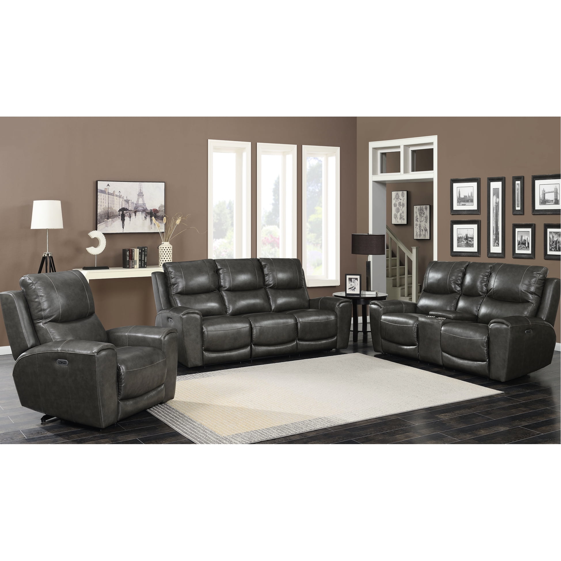 Dark Gray 3 Piece Power Reclining Living Room Furniture - Resilient ...