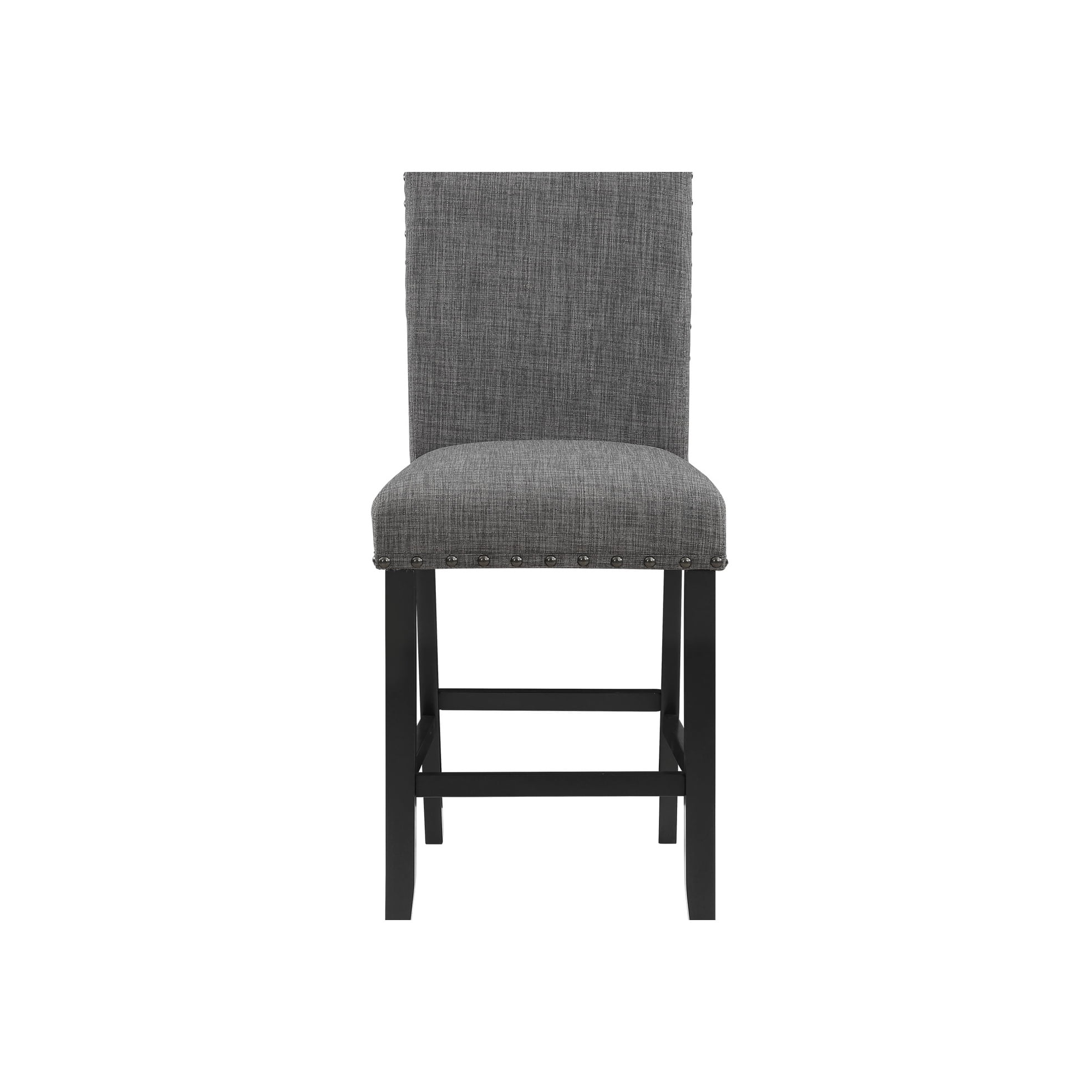 Dark Gray Bar Stools Kit Of 2, Solid Back, Foam Filled, Fabric ...