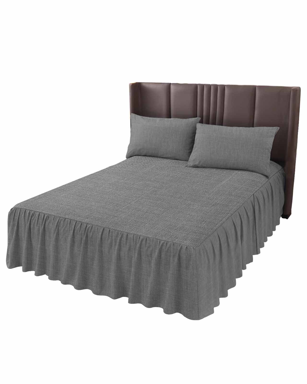 Dark Gray Bed Skirt Queen Size 18 Inch Drop, Farmhouse Burlap Solid ...