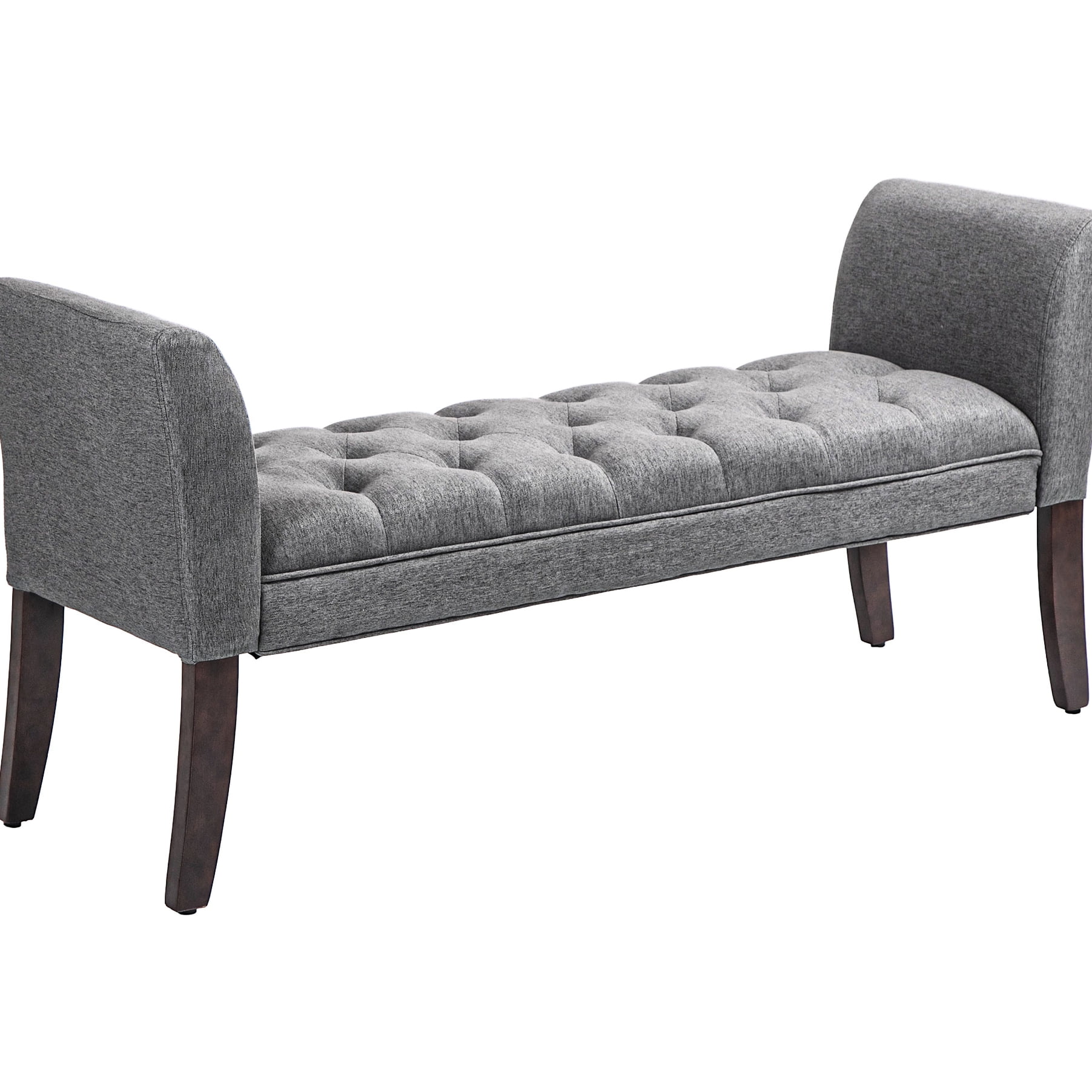 Dark Gray Bedroom Bench By , Solid Wood Legs And Arms For Comfort ...
