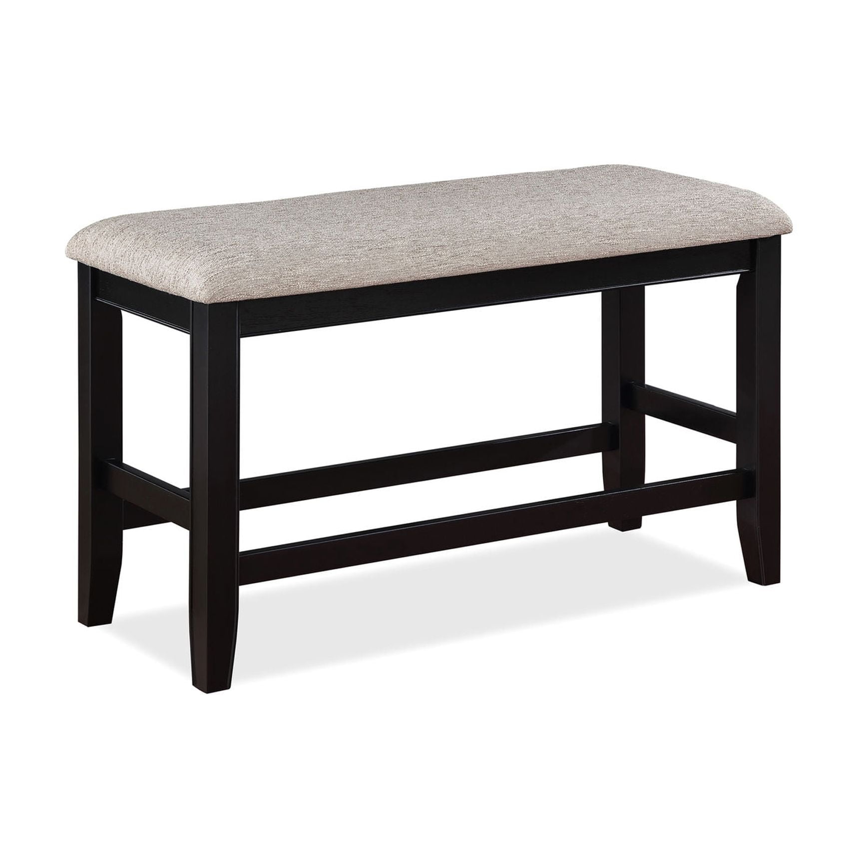 Dark Gray Bench with Footrest and Upholstered Cushion / Dining Room ...