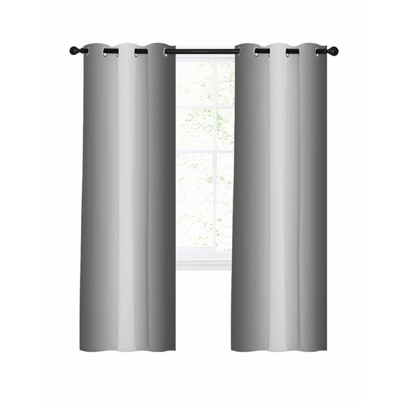 Dark Gray Blackout Curtains, Light Blocking Print Window Curtains ...