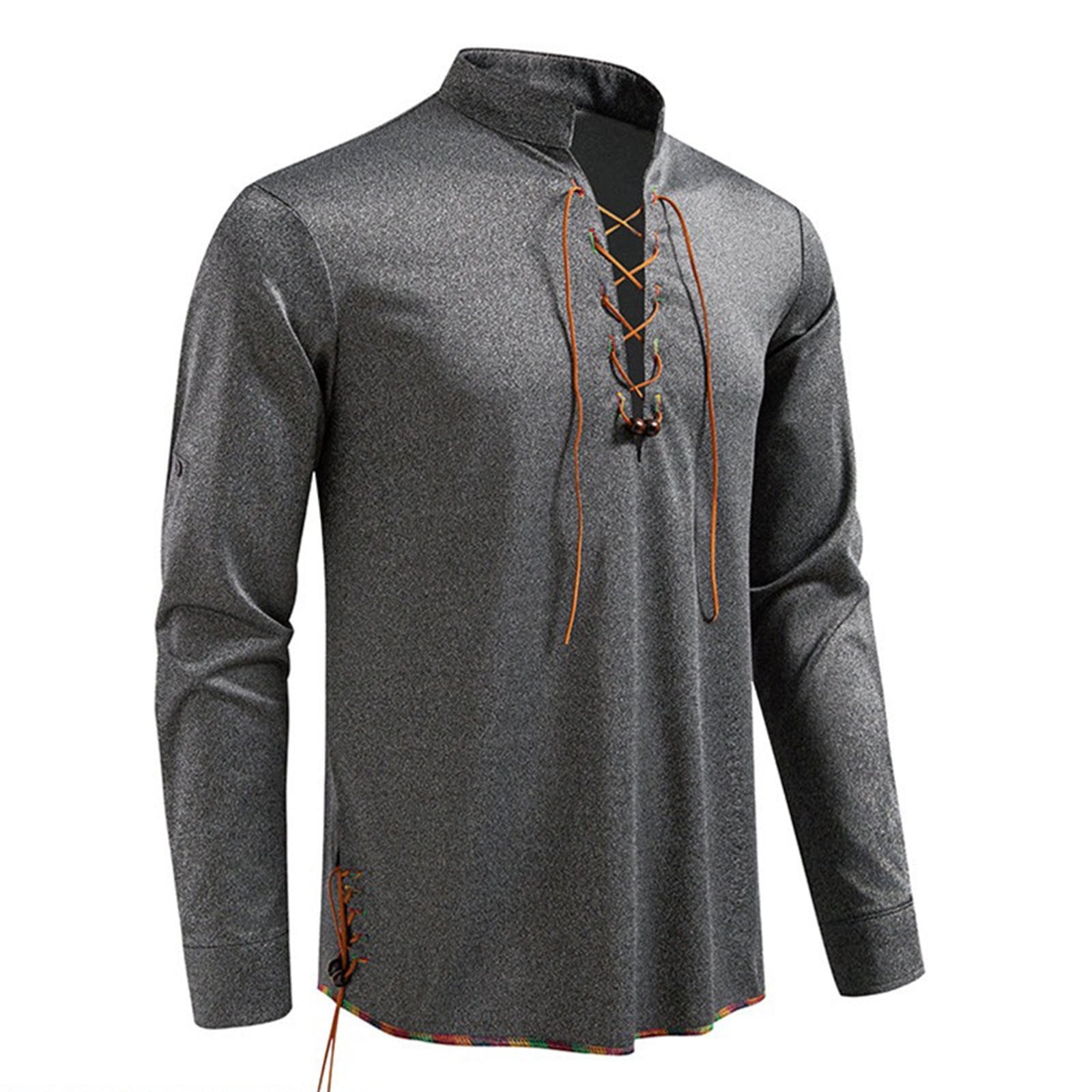 Dark Gray Boat Neck Tshirts for Mens Fall Summer Long Sleeve Casual ...