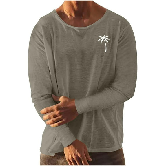 Dark Gray Brunch T Shirt for Mens Summer Fall Long Sleeve Crew Neck ...