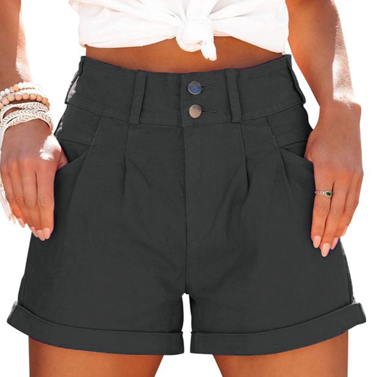 Dark Gray, Buckle Closure, Rolled Hem, Side Pockets, Casual Style, Size ...