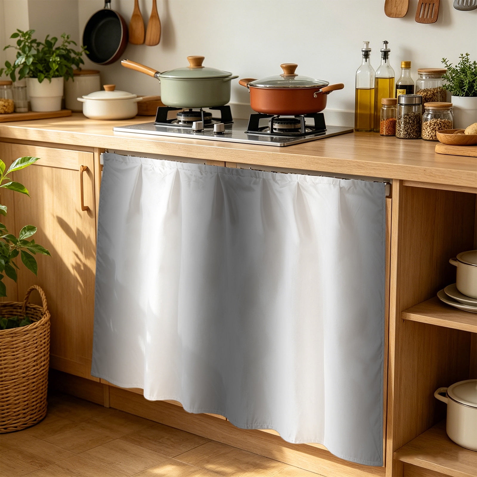Dark Gray Cabinet Curtains 35''x35'', Gradient White Abstract ...
