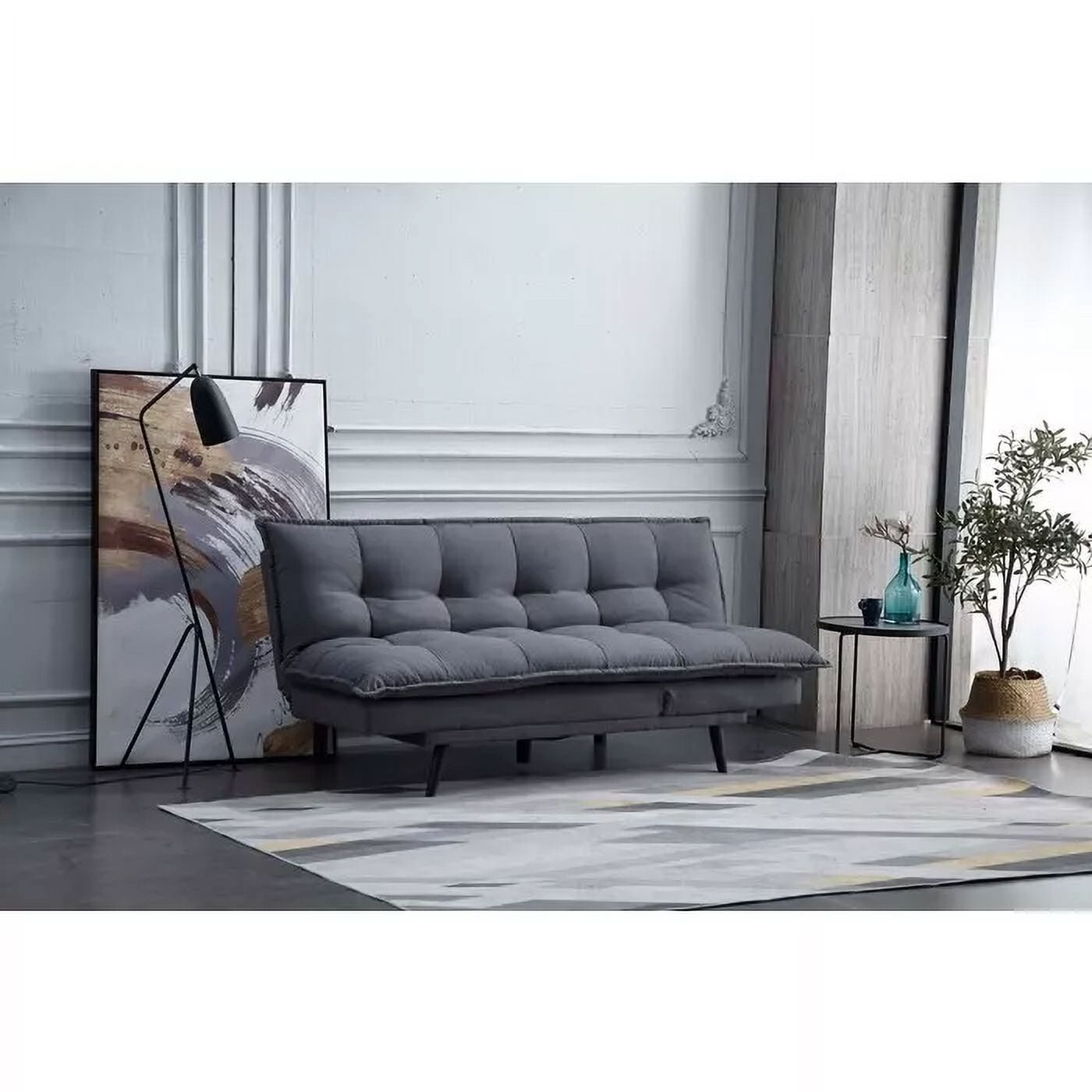 Dark Gray Convertible Sofa Bed, Click Clack Mechanism Futon Sofa Couch ...