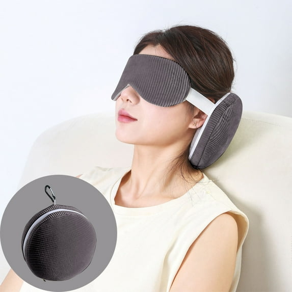 Dark Gray Eye Mask Pillow, 2-In-1 U-Shaped Blackout Cushion for ...