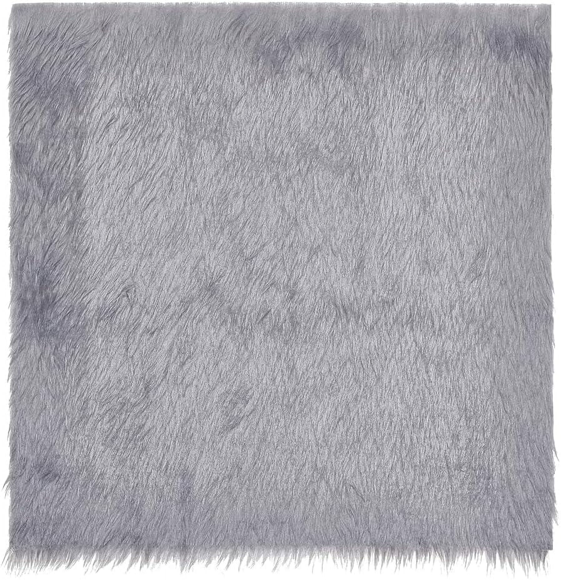 Dark Gray Faux Fur Fabric 15.7x15.7 Inch Soft Plush Shaggy Squares Pre ...