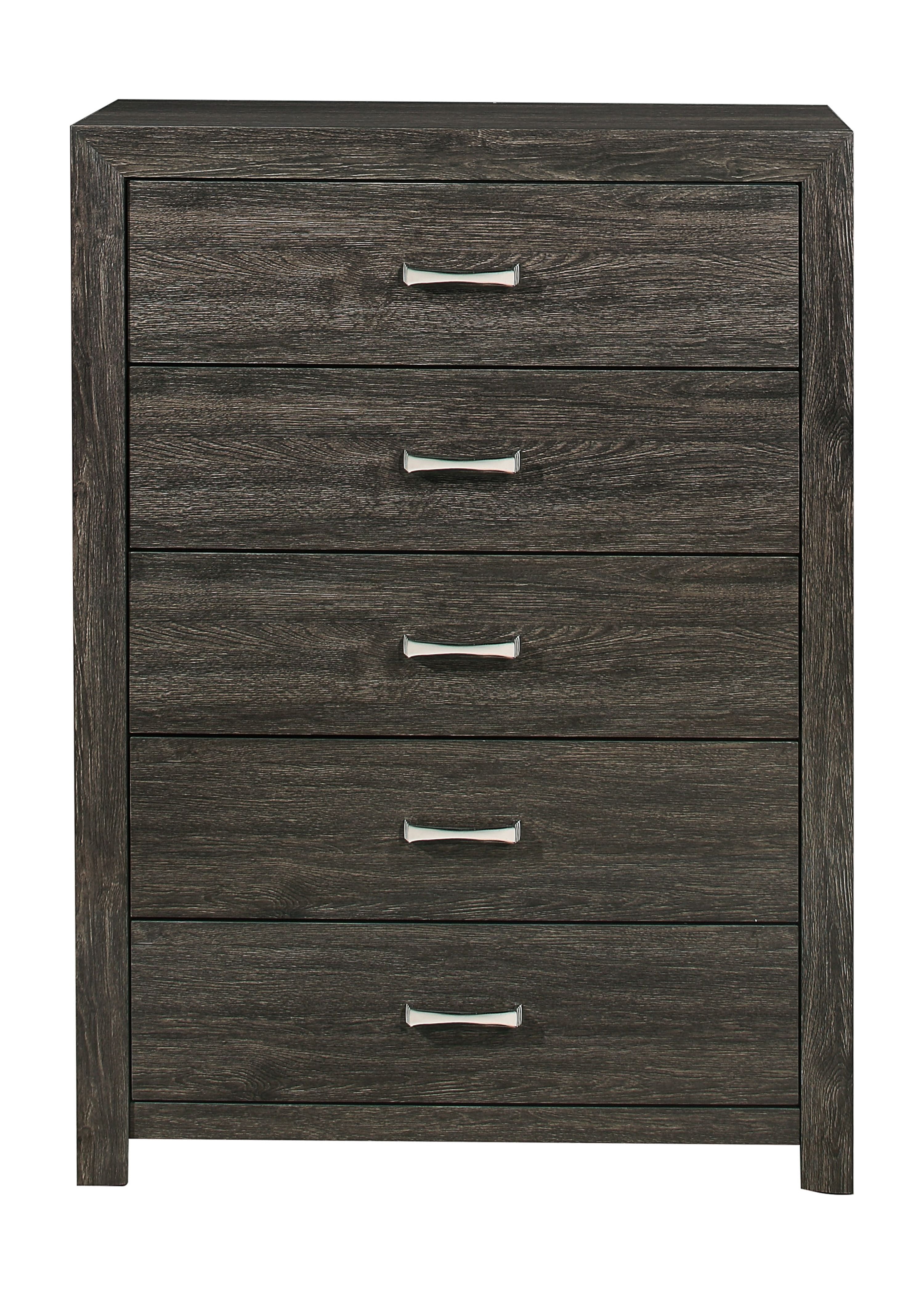 Dark Gray Finish Storage Drawers Chest 1pc Chrome Tone Handles ...