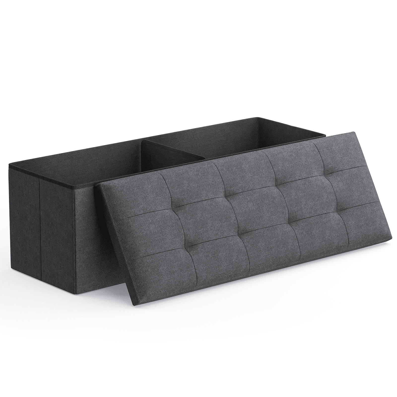 Dark Gray Foldable Storage Ottoman Foot Stool Bench 43 Inch Capacity ...