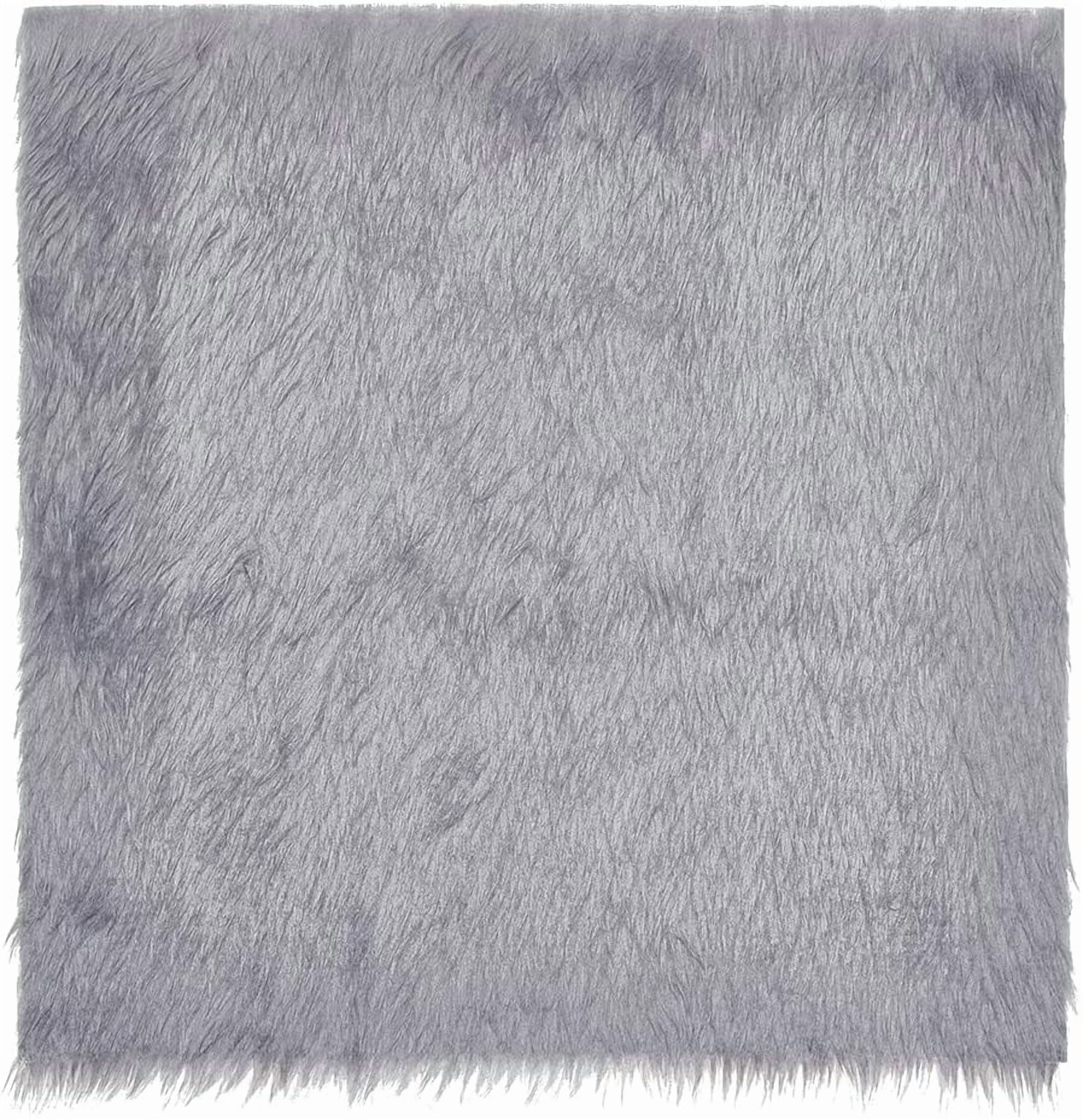 Dark Gray Fur Fabric 15.7x15.7 Inch Soft Plush Shaggy Squares Pre-Cut ...