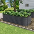 Dark Gray Galvanized Steel Raised Garden Bed Many-in-1 Planter Box ...