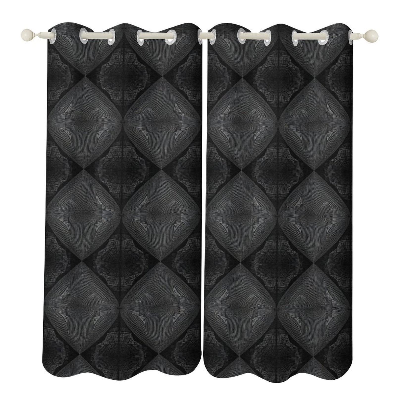 Dark Gray Geometric Repeating Pattern Design Curtains for Bedroom ...