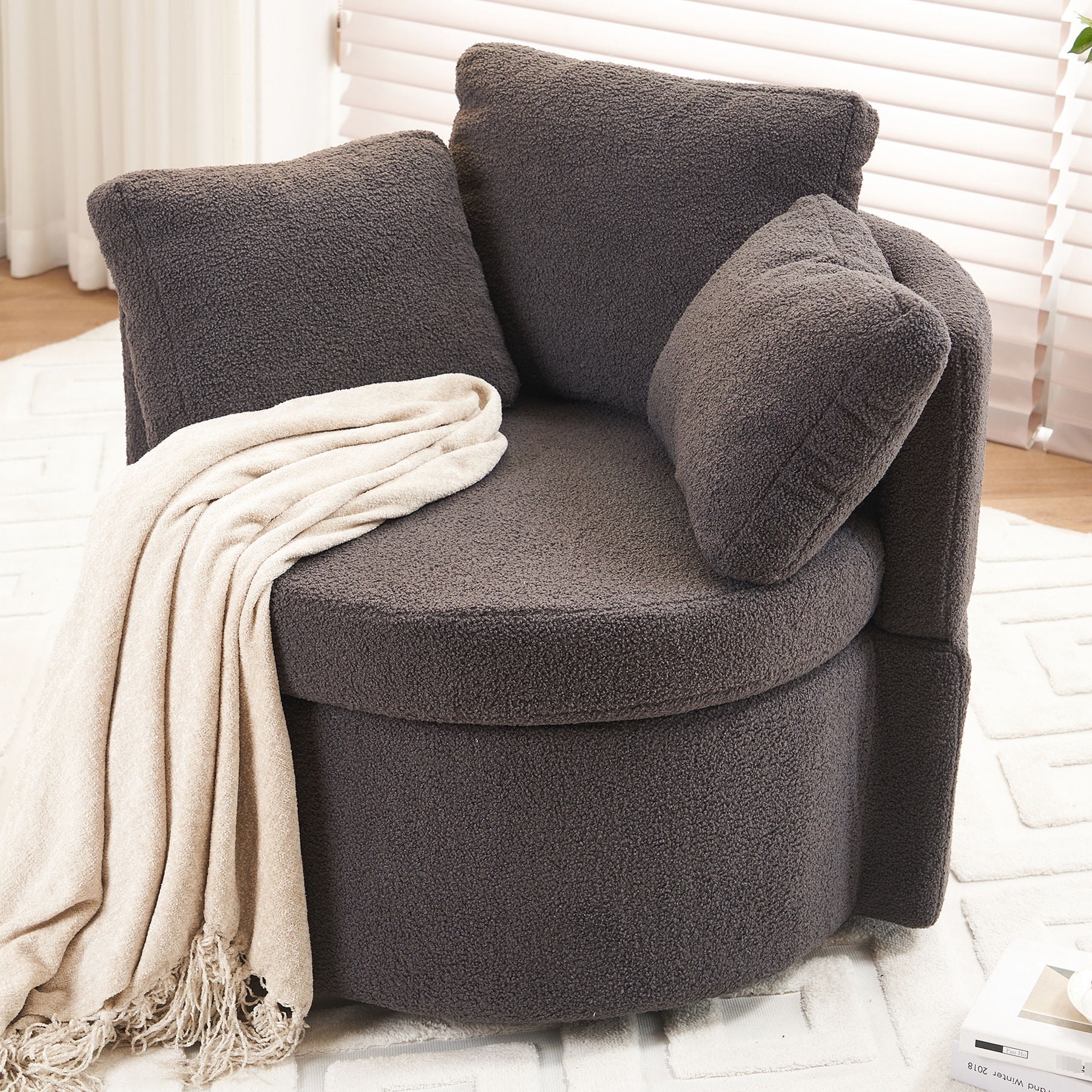 Dark Gray Indoor Chair | Foam Filled and 360° Swivel | Spot Wipe Clean ...