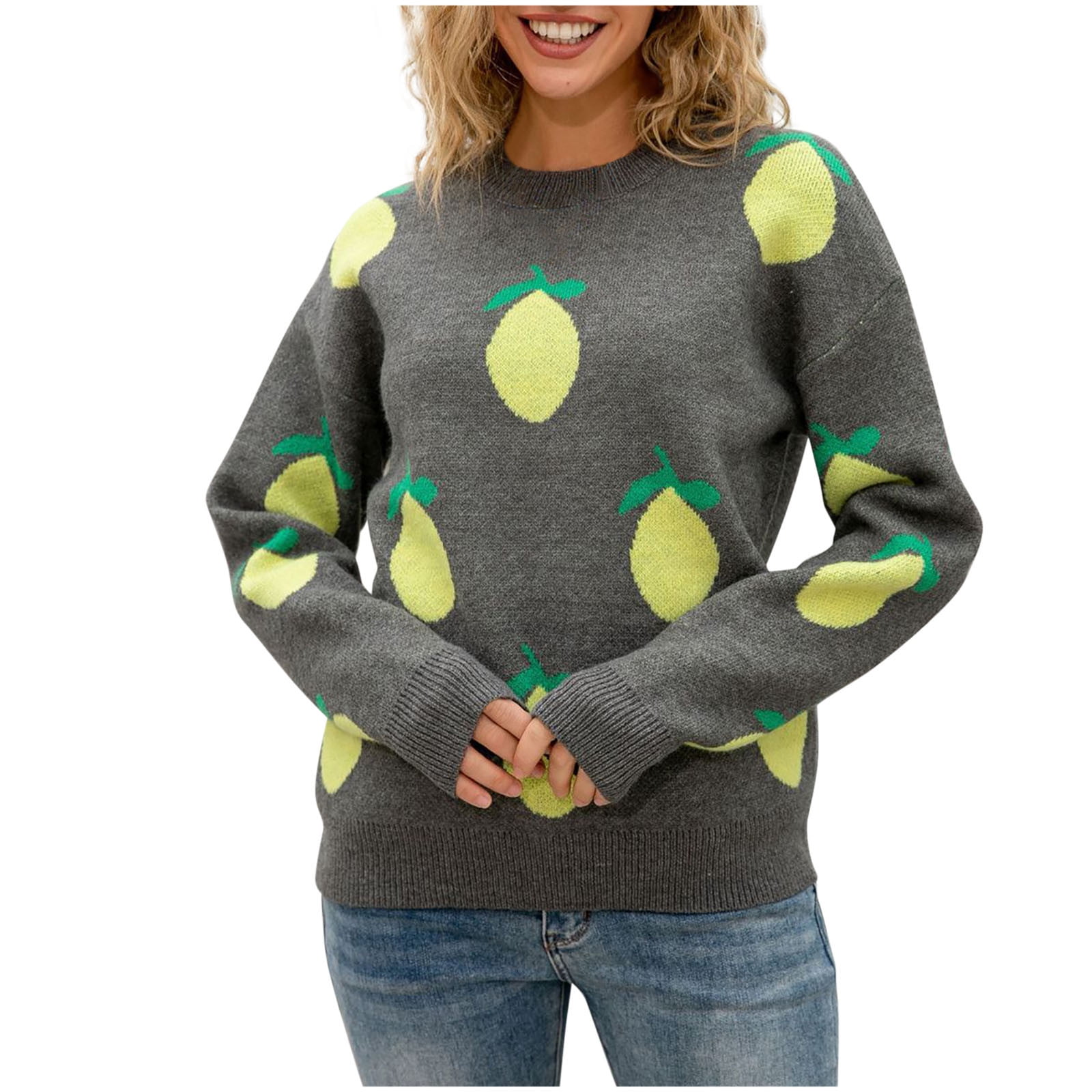 Dark Gray Ladies Brunch Tops Long Sleeve Blouses for Women Crew Neck ...