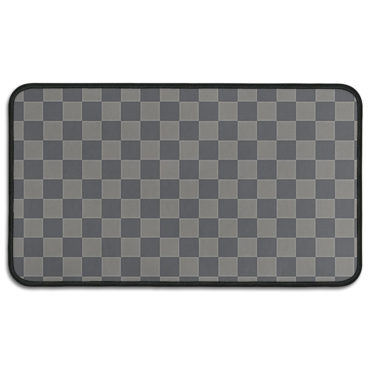 Dark Gray and Light Gray Checkered Pattern Door Rugs,Washable Non Slip ...
