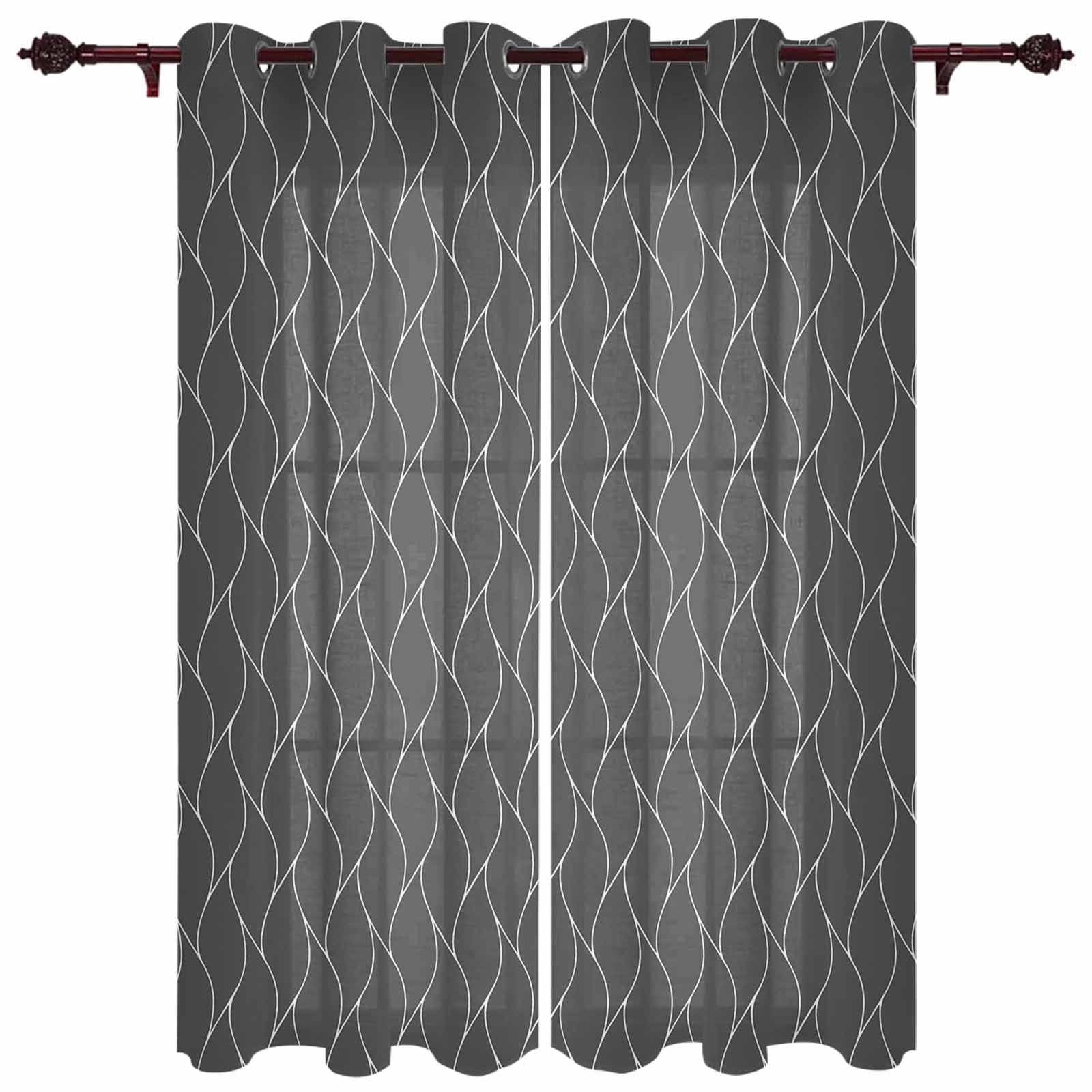 Dark Gray Long Wave Texture Curtains for Living Room Window Curtain for ...