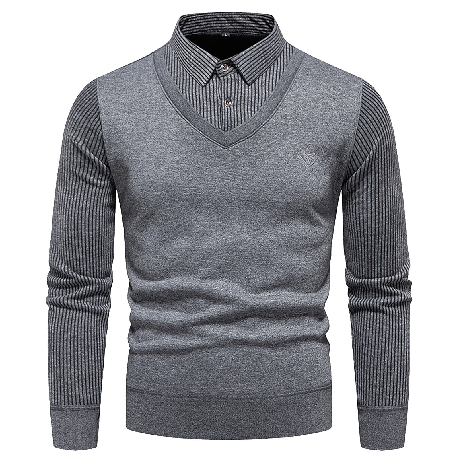 Dark Gray Man Lounge Going Out Long Sleeve for Mens Collared Neck ...