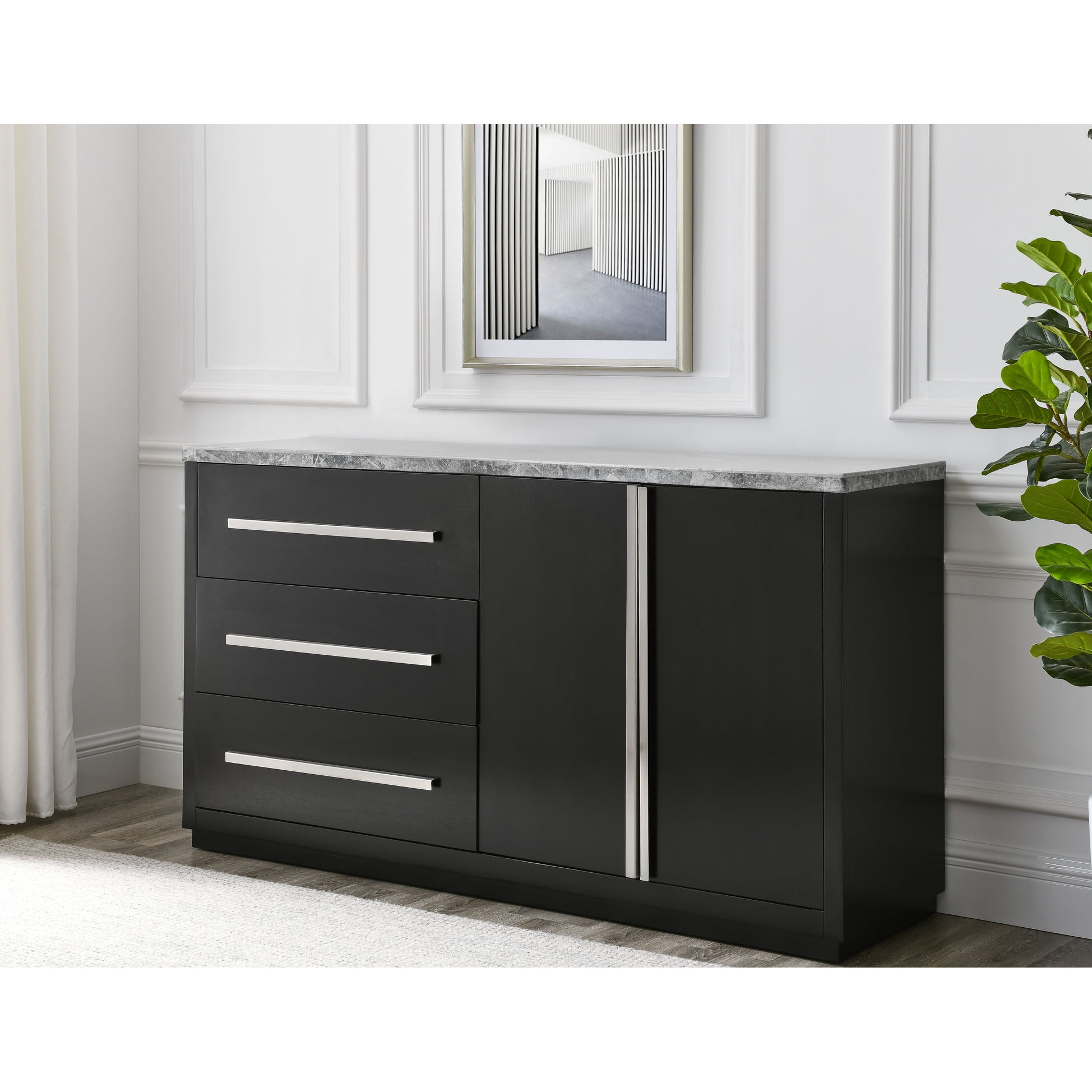 Dark Gray Marble Server . Fabricated From Birch Veneers & Engineered ...