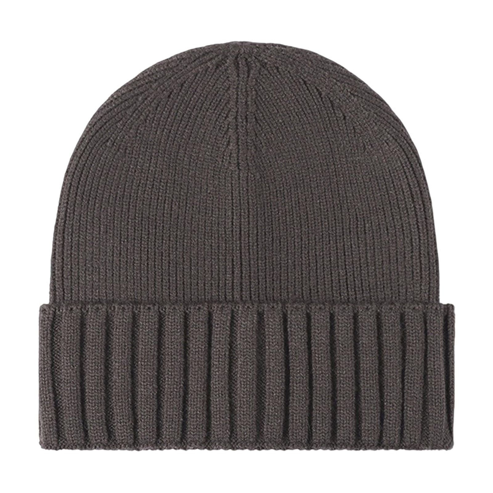Dark Gray Men Knit Hat For Cold Weather Thickened Beanie Windproof ...