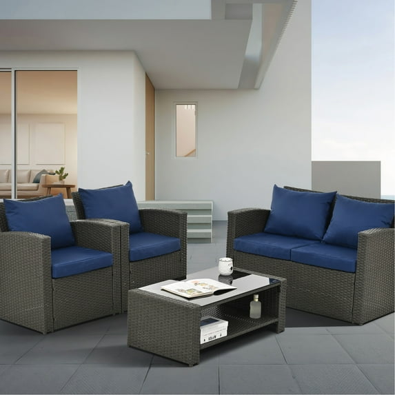 Dark Gray Metal Frame - UV - Resistant Wicker - Poolside Relaxation ...