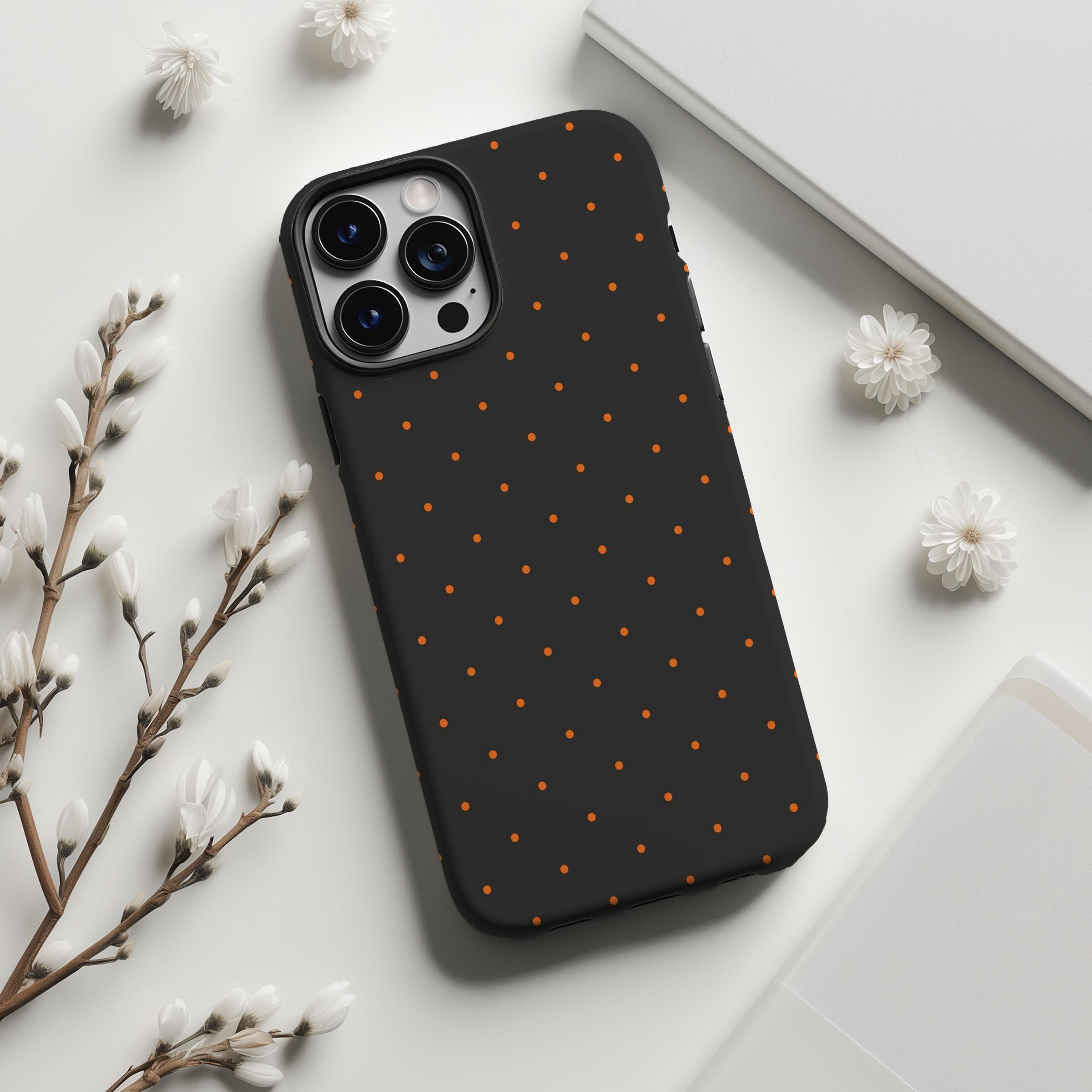 Dark Gray Orange Dot Phone Case Retro Soft Girl Cute Style 17 11 12 13 ...