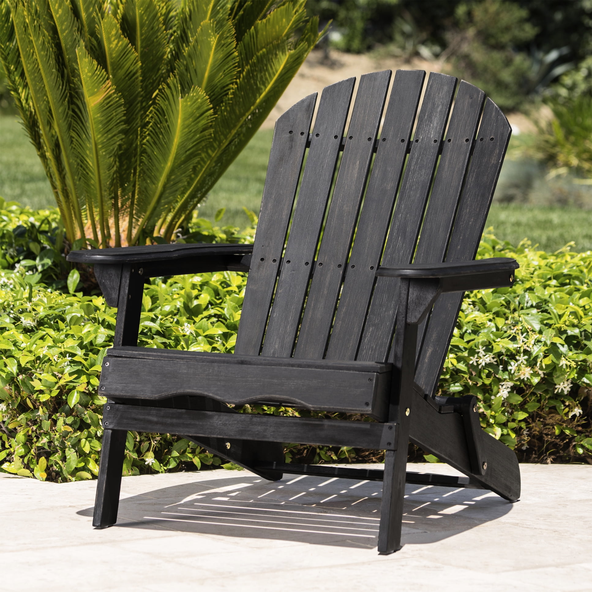 Dark Gray Outdoor Folding Chair - Made Of Wood, Rustic Flavor Foldable ...