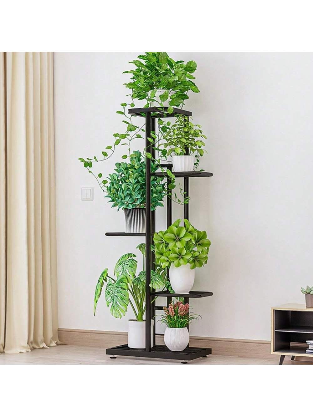 Dark Gray - Plant Stand Indoor Outdoor, 5 Tier 6 Potted Metal Flower ...