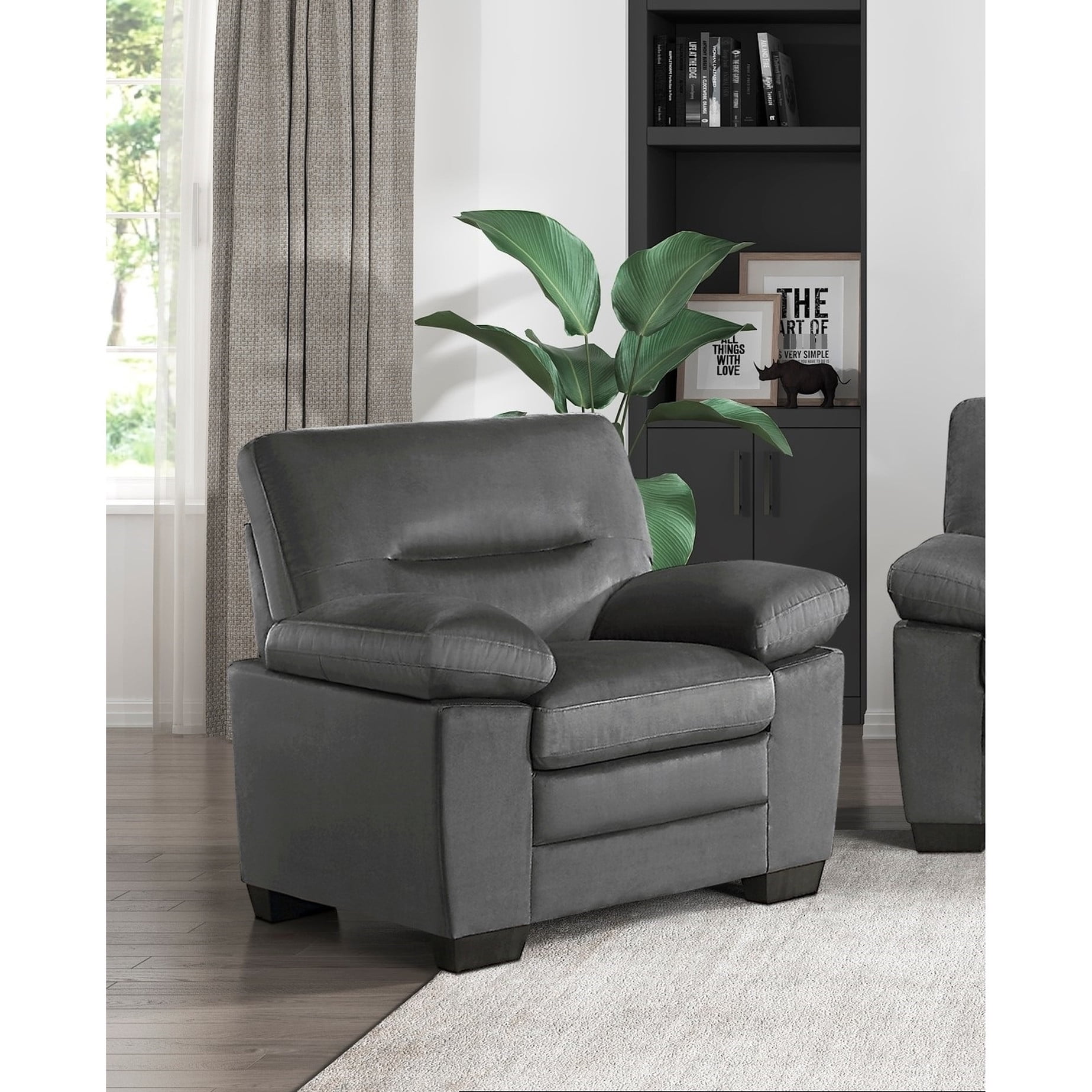 Dark Gray Polyester Living Room Chair | Plush Seating in Primary Area ...