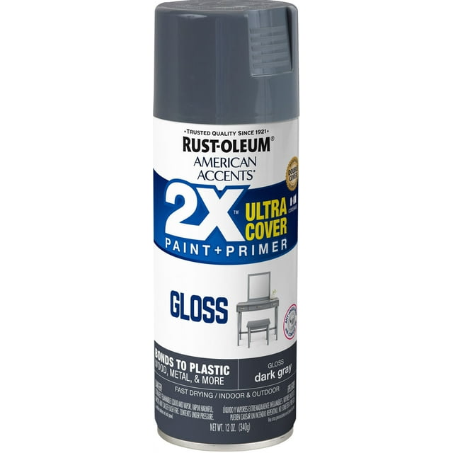 Dark Gray, Rust-Oleum American Accents 2X Ultra Cover Gloss Spray Paint ...