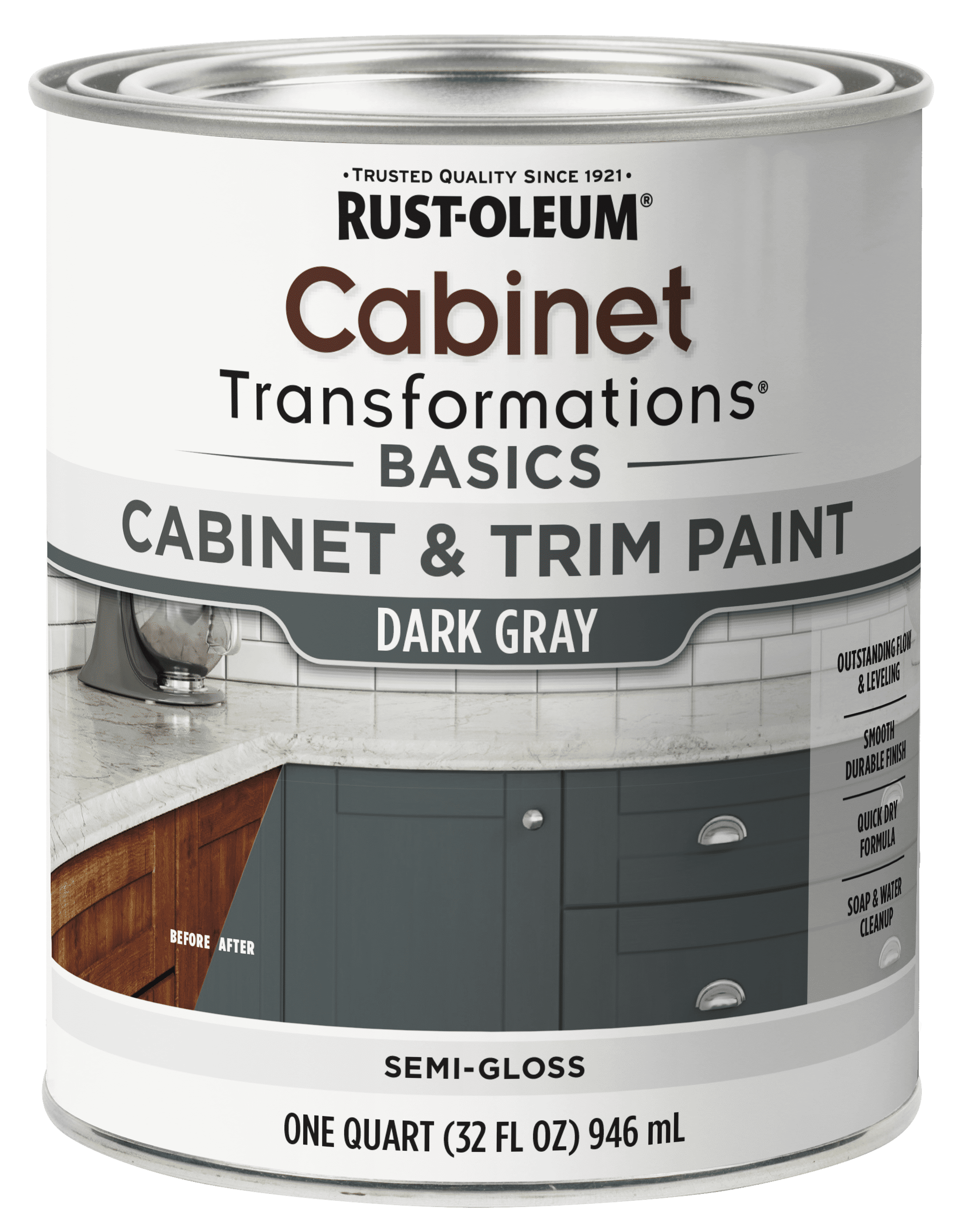 Dark Gray, Rust-Oleum Transformations Semi-Gloss Cabinet & Trim Paint ...
