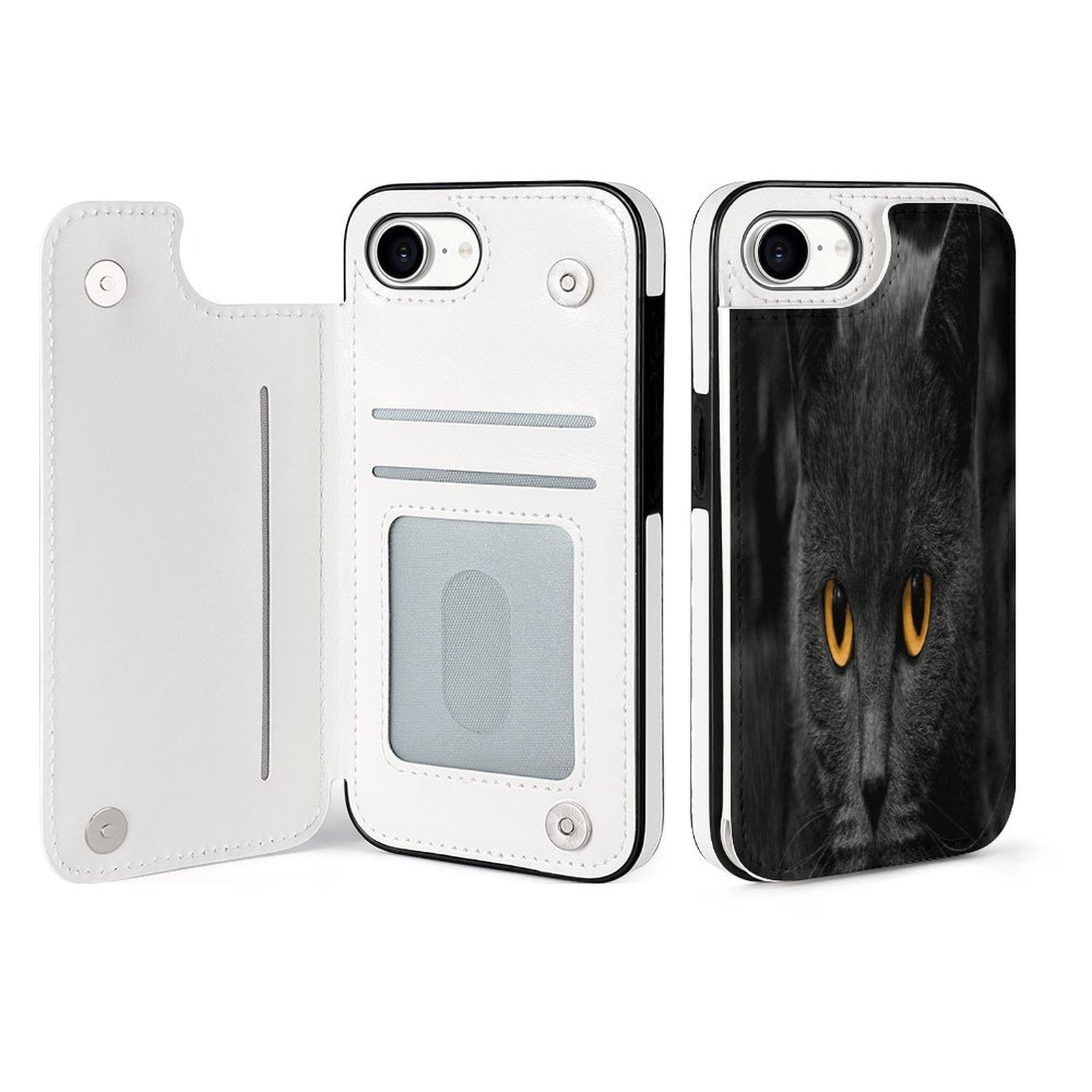 Dark Gray Selfie Cat Leather Wallet Case for iPhone 16 Pro Max 16E ...