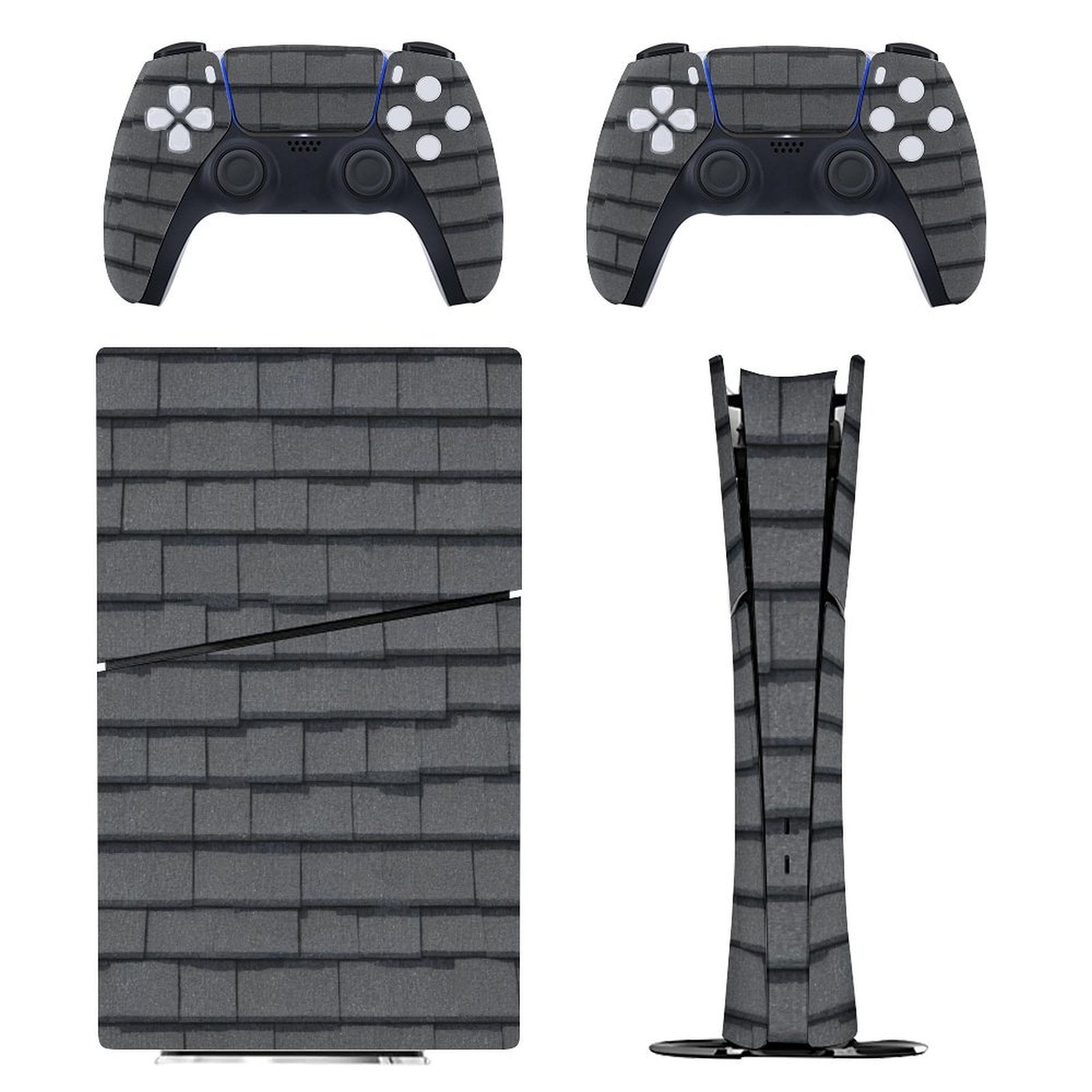 Dark Gray Shingled Console Skin Bundle for PS5 Pro Slim Disc & Digital ...