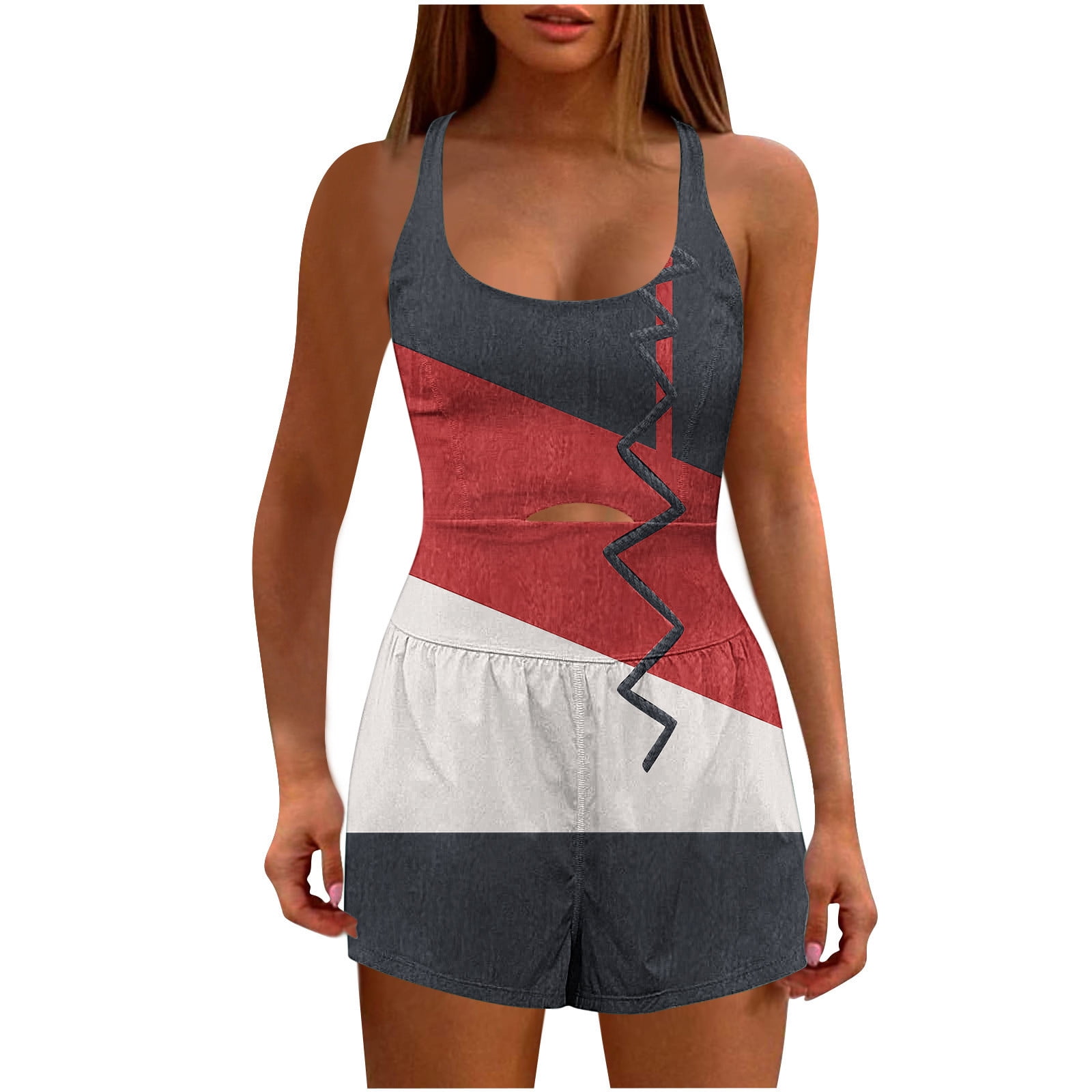 Dark Gray Shorts for Women Summer Fall Color Block Bodycon Cottagecore Track Athletic Keyhole ...