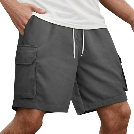 Dark Gray Shorts for Man Fall Summer Cargo Casual Straight Leg Basic ...