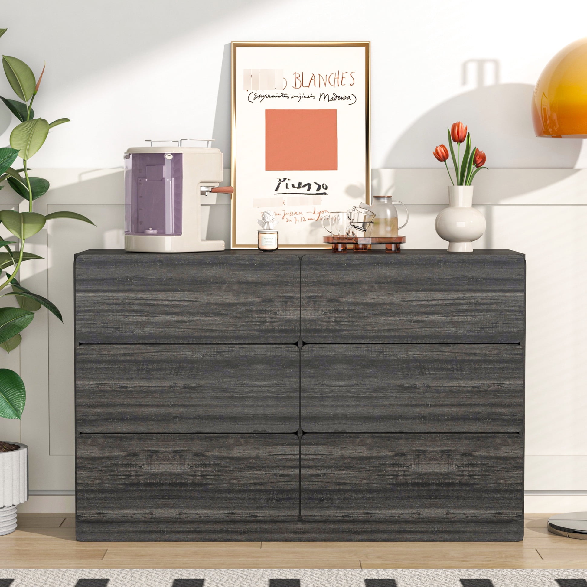 Dark Gray Sideboard Cabinet With Features In Stable Structure - Walmart.com