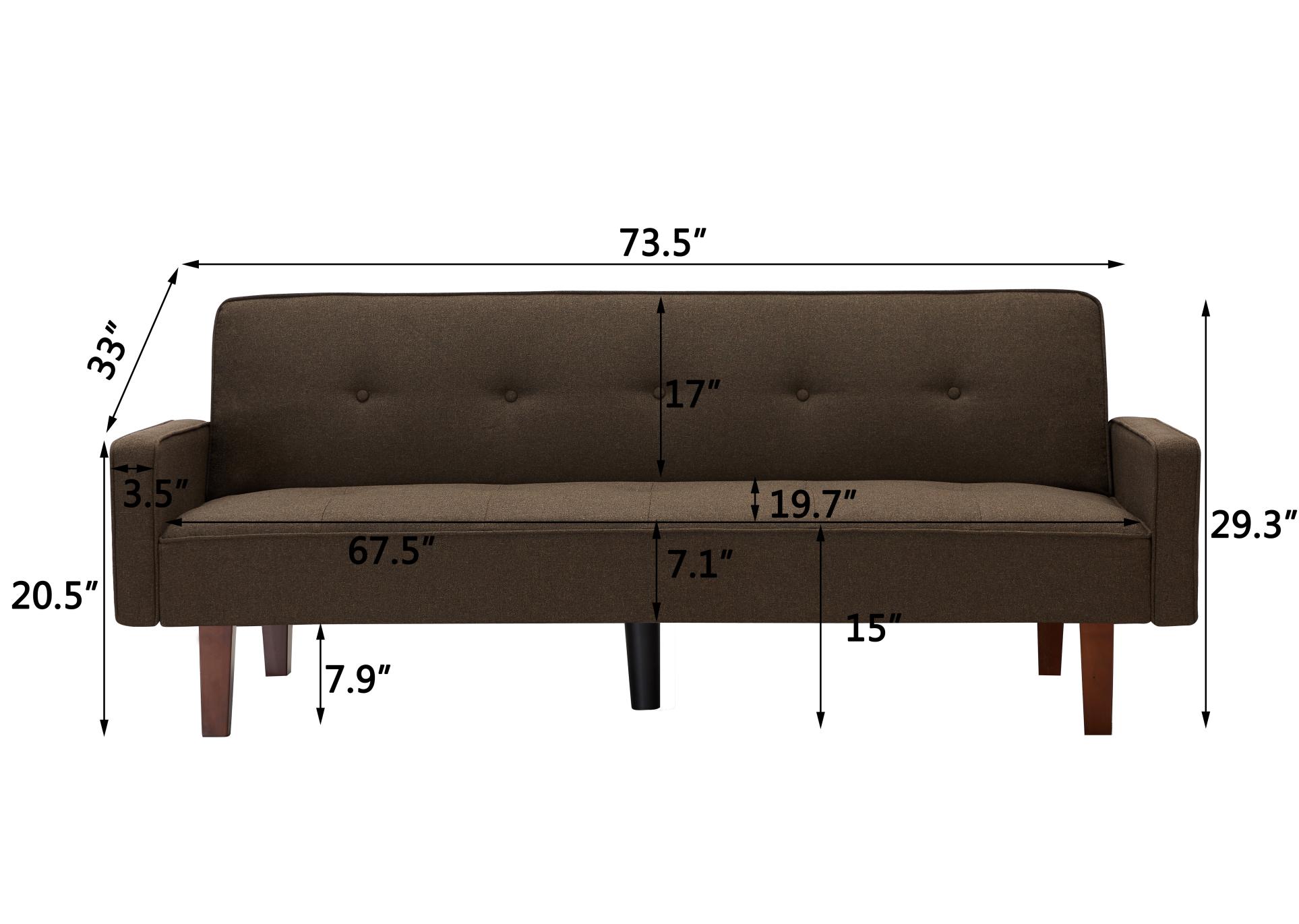 Dark Gray Sofa Bed, Modern Linen Sofa, Convertible Sleeper Sofa with ...