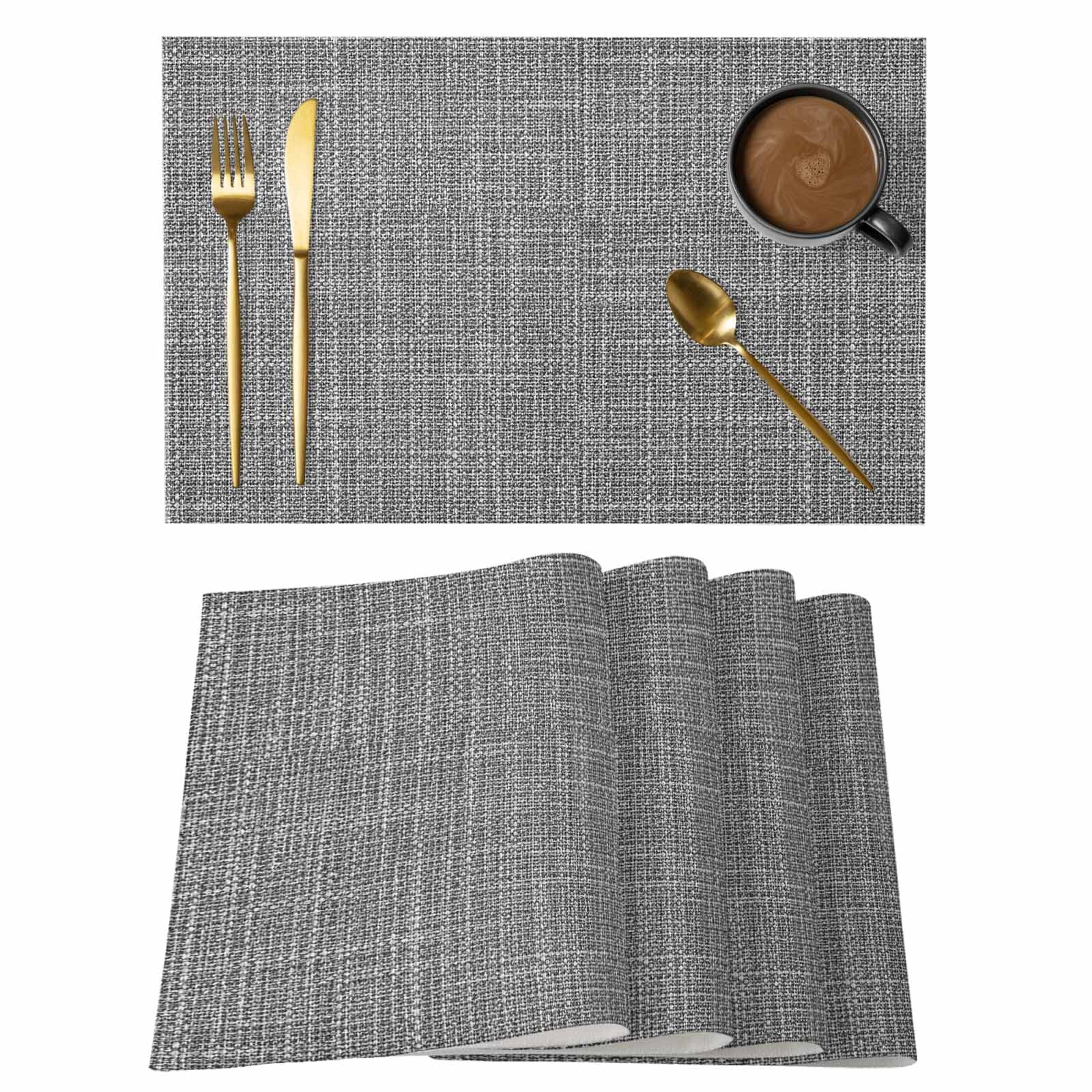 Dark Gray Solid Cotton Linen Placemats Set of 12, Minimalist Cloth Cool ...