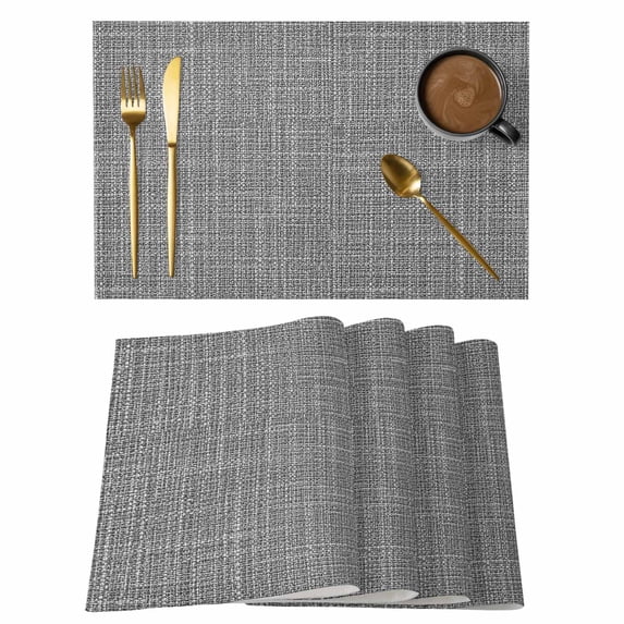 Dark Gray Solid Cotton Linen Placemats Set of 12, Minimalist Cloth Cool ...